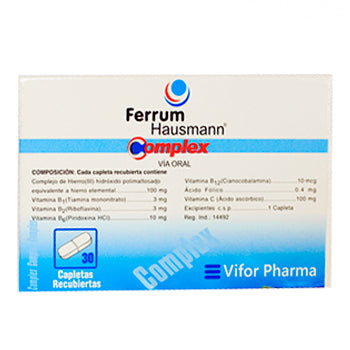FERRUM COMPLEX 100 mg x 30 tabletas | Aliviomeds