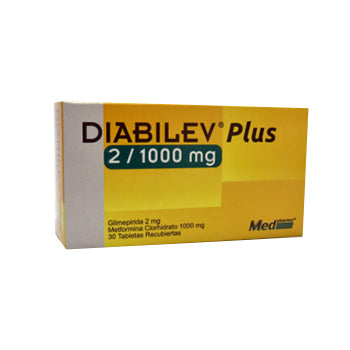 DIABILEV PLUS 2mg/1G x 30 TABLETAS | Aliviomeds